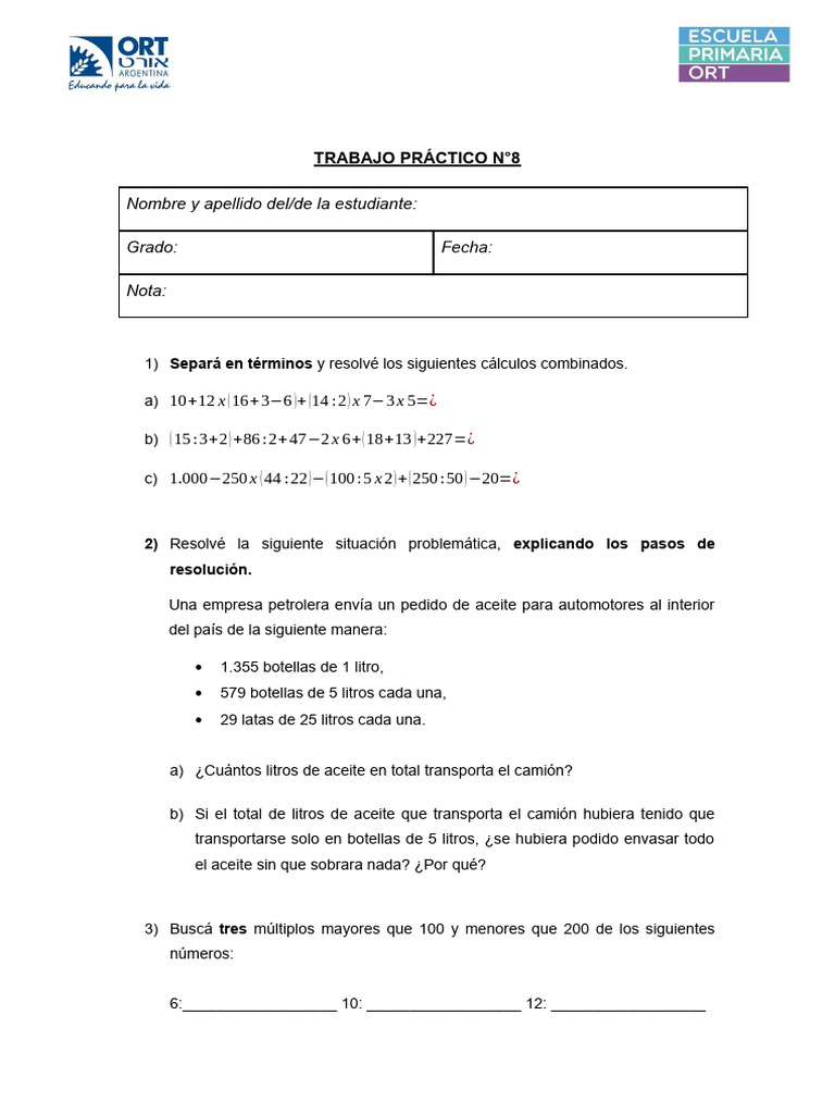 TP N°8 | PDF | Matemática Elemental | Aritmética
