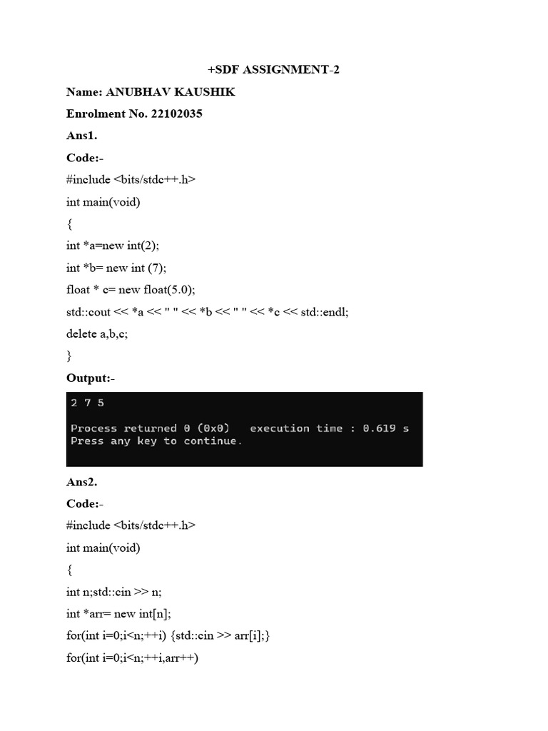 Anubhav W2 | PDF | Object (Computer Science) | Computer Engineering