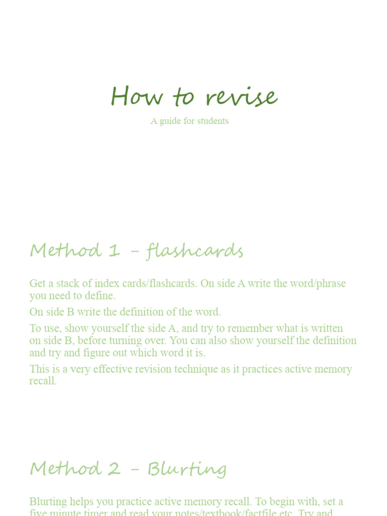 How To Revise Guide | PDF