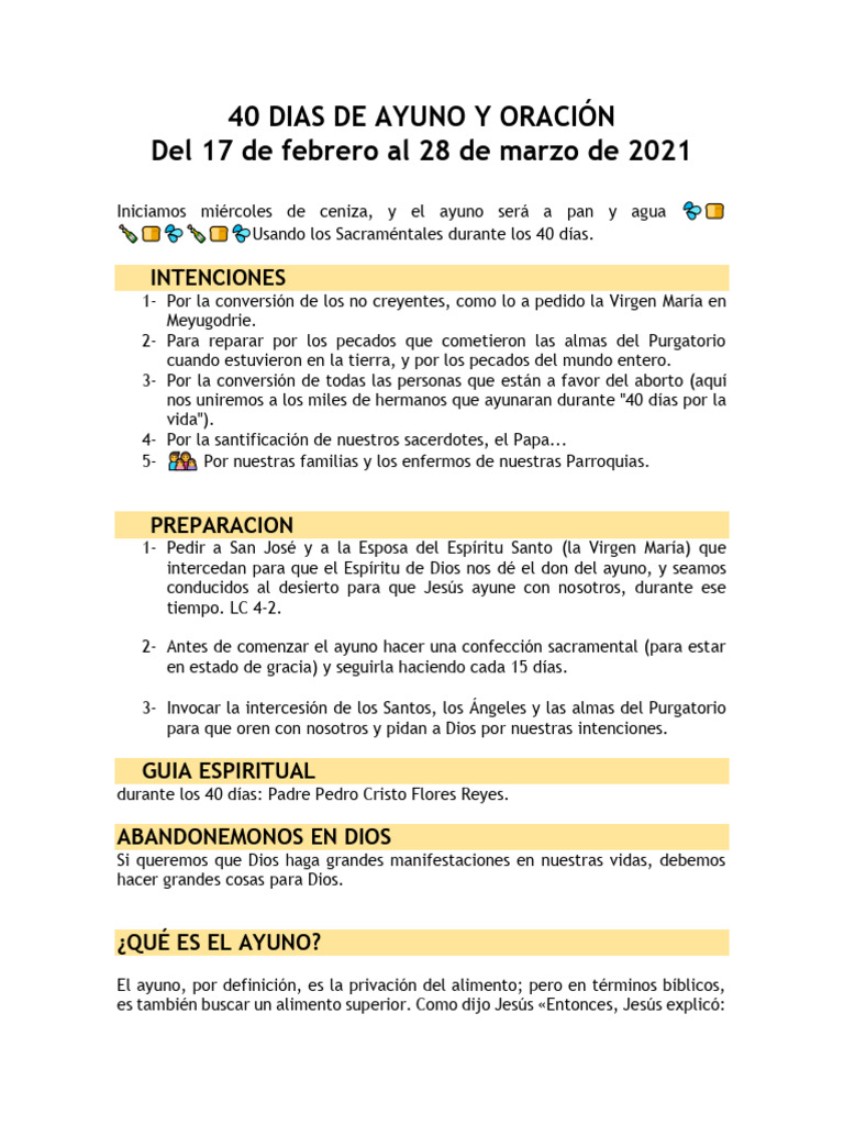 40 Días de Ayuno y Oración en Jesús | PDF | Oración | eucaristía