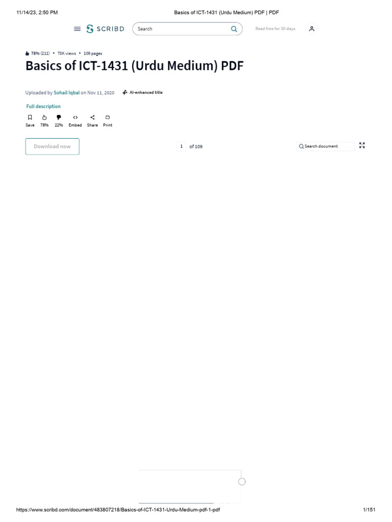 Basics of ICT-1431 (Urdu Medium) PDF - PDF | PDF