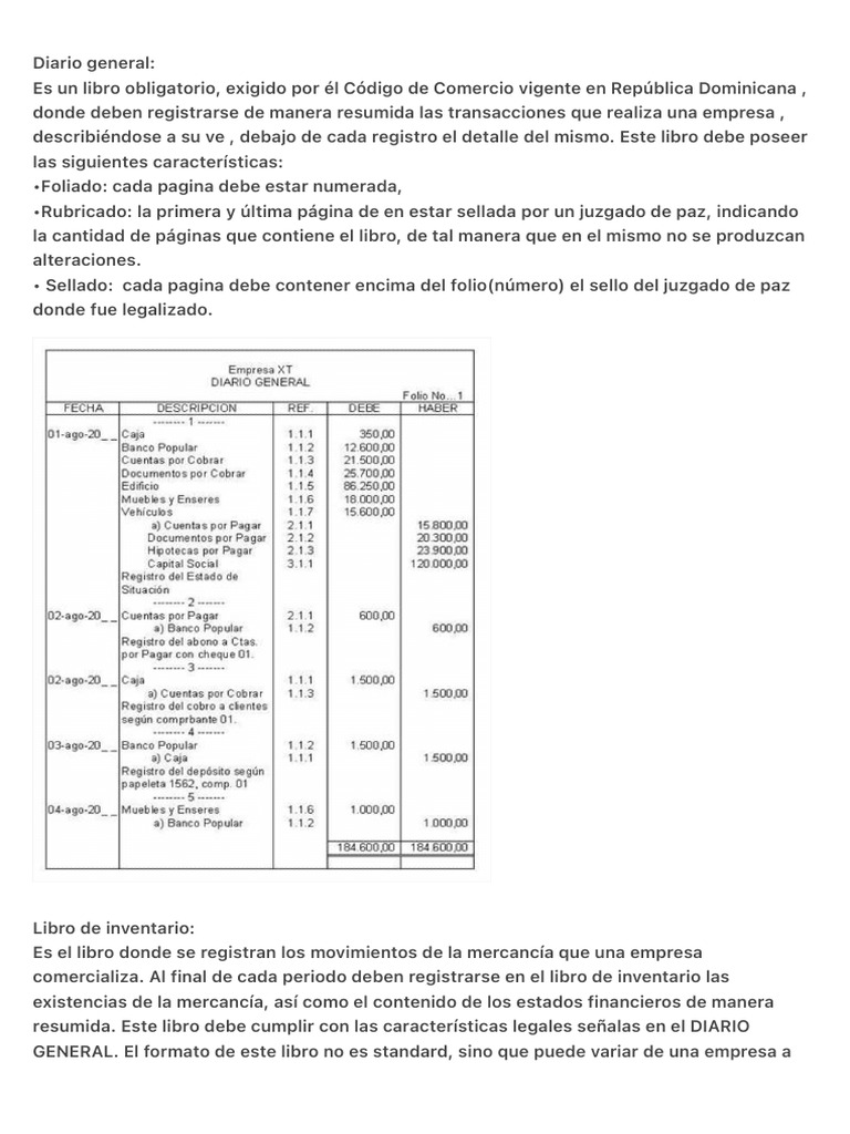 Guía del Diario General en Contabilidad | PDF