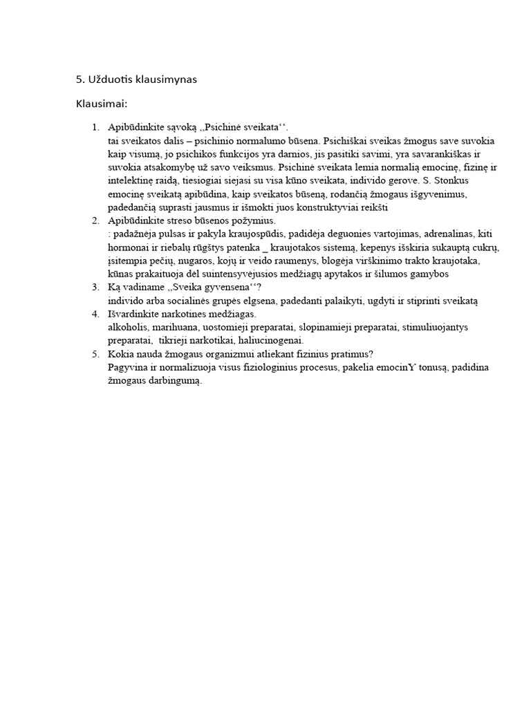 Uzduotis Klausimynas | PDF