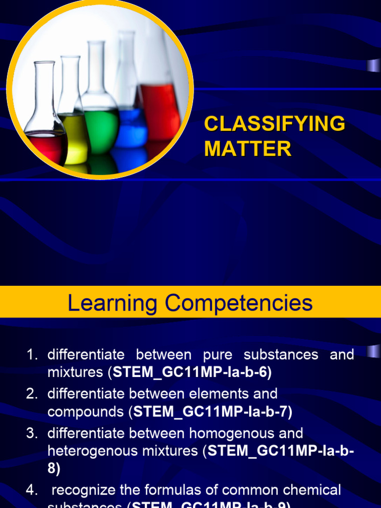 1stQ.1.3 Classifying Matter | PDF | Mixture | Chemical Substances