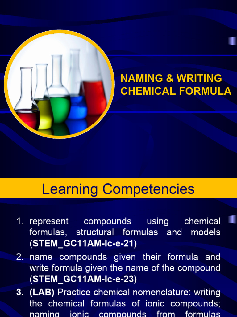 1stQ.3.5 Chemical Formulas Naming Writing | PDF | Chemical Compounds | Ion