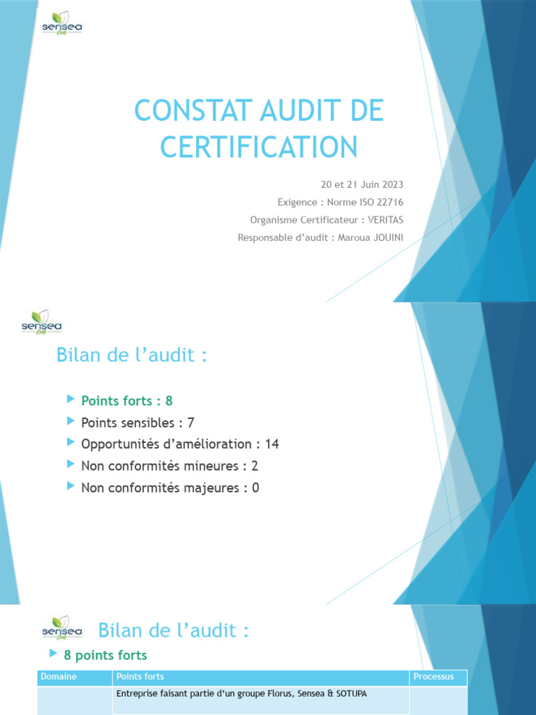 Constat Audit de Certification Juin 2023 | PDF | Audit | Déchets