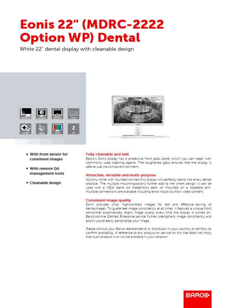 Eonis 22 - MDRC-2222 Option WP - Dental - en - 1699008029.0756042 | PDF | Electronics | Imaging