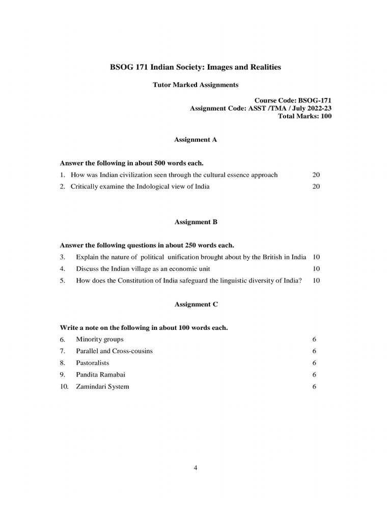 BSOG 171 (Question Paper) | PDF BSOG 171 (Question Paper) | PDF