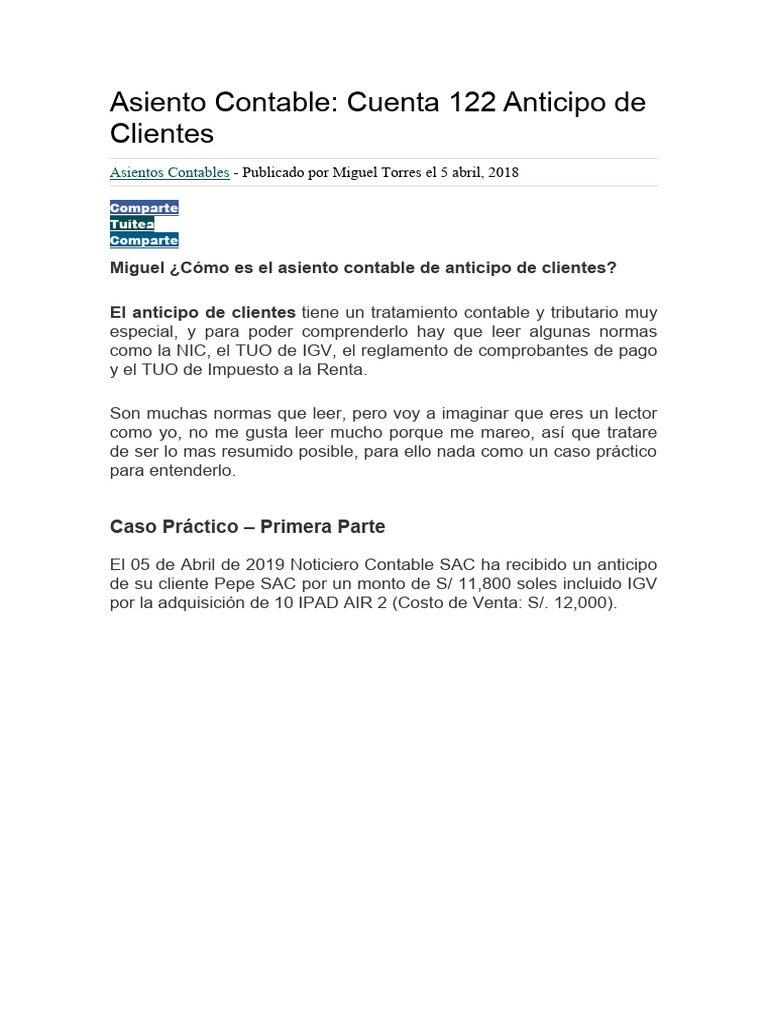 Asiento Contable | PDF