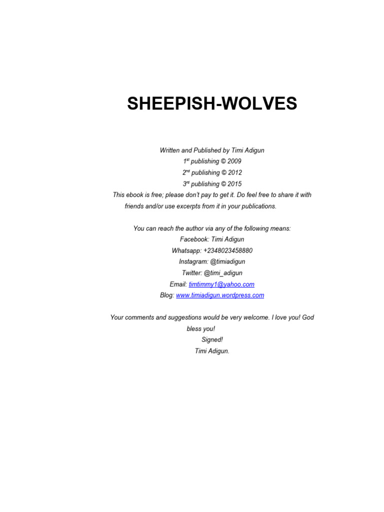 Sheepish Wolves | PDF | Sermon | Forgiveness
