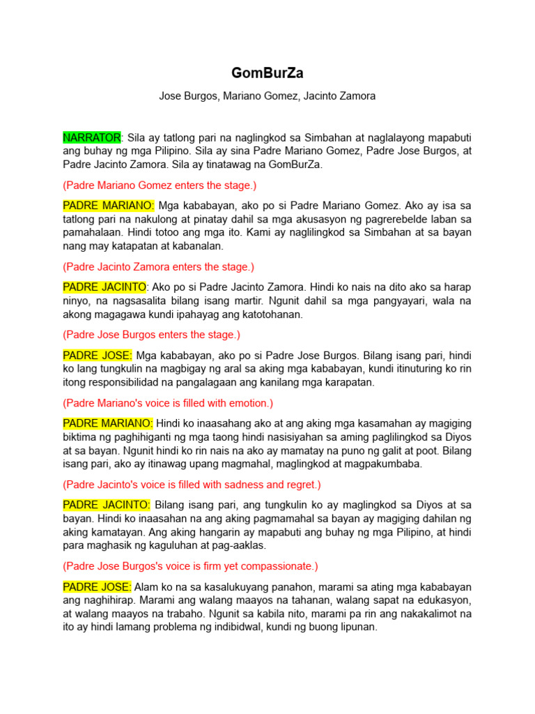 GomBurZa Script | PDF