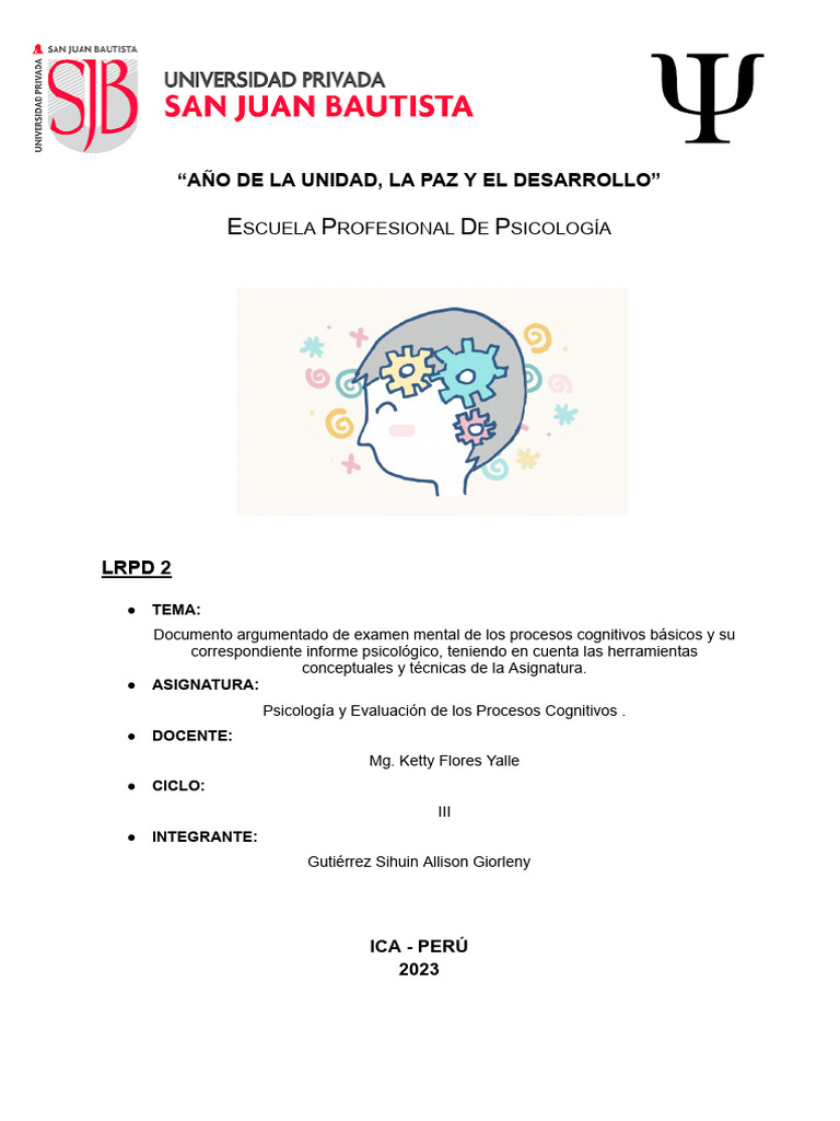 LRPD - 2 Cognitivos | PDF | Memoria | Conceptos psicologicos