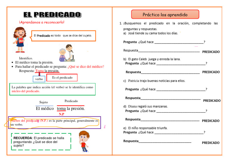 El Predicado | PDF | Predicado (Gramática) | Asunto (gramática)