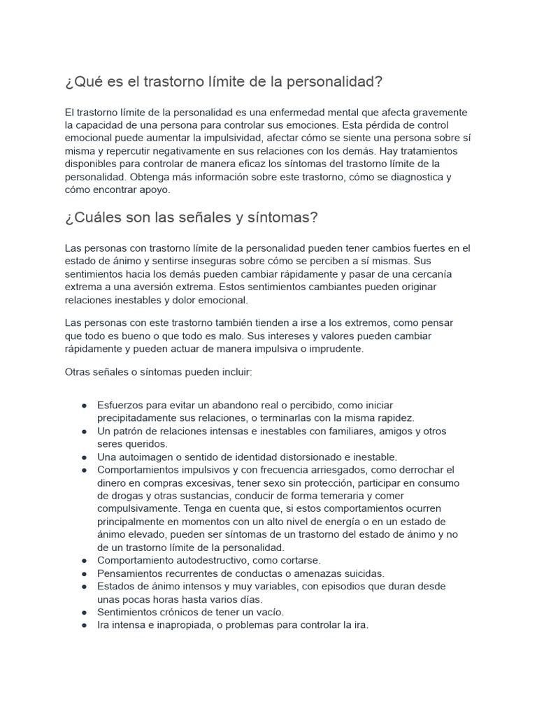 Tlp | PDF | Trastorno límite de la personalidad | Trastorno mental
