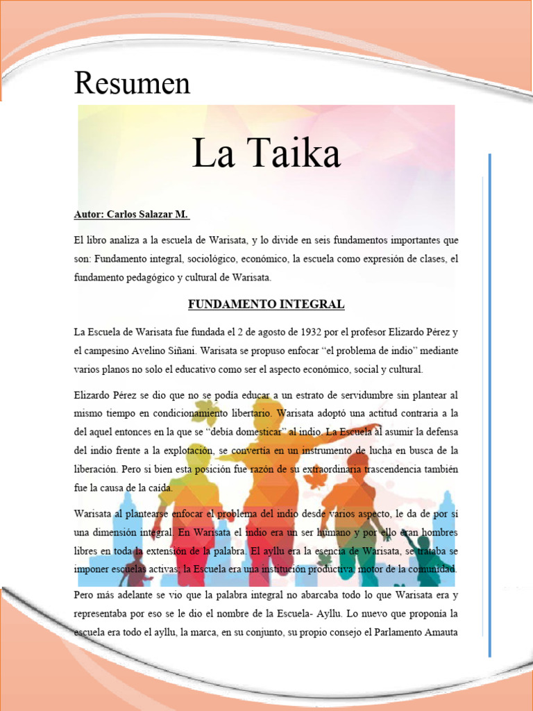 Resumen de "La Taika" de Carlos Salazar | PDF | Sociedad | Institución