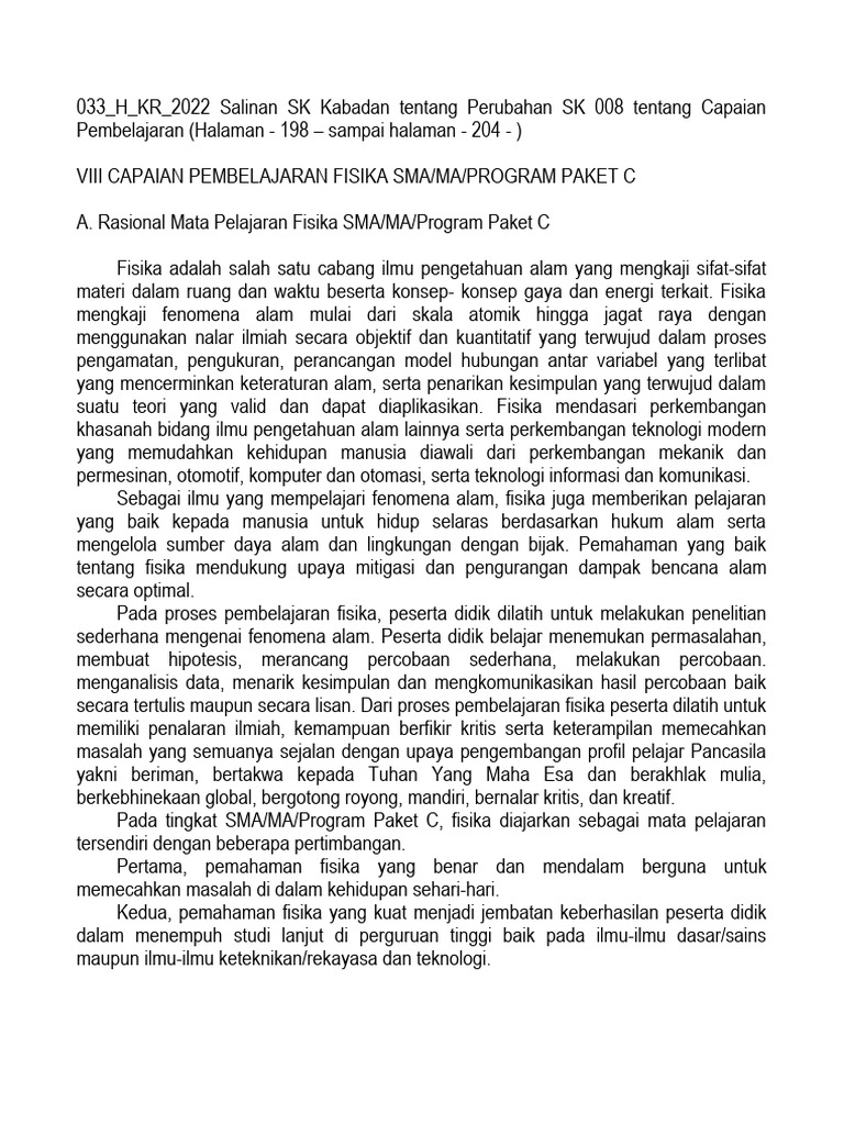 CP MP Fisika - Sesuai 033 | PDF