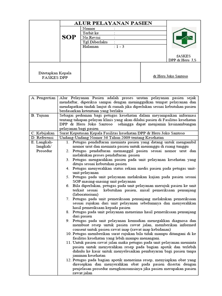 Sop Alur Pelayanan Pasien | PDF