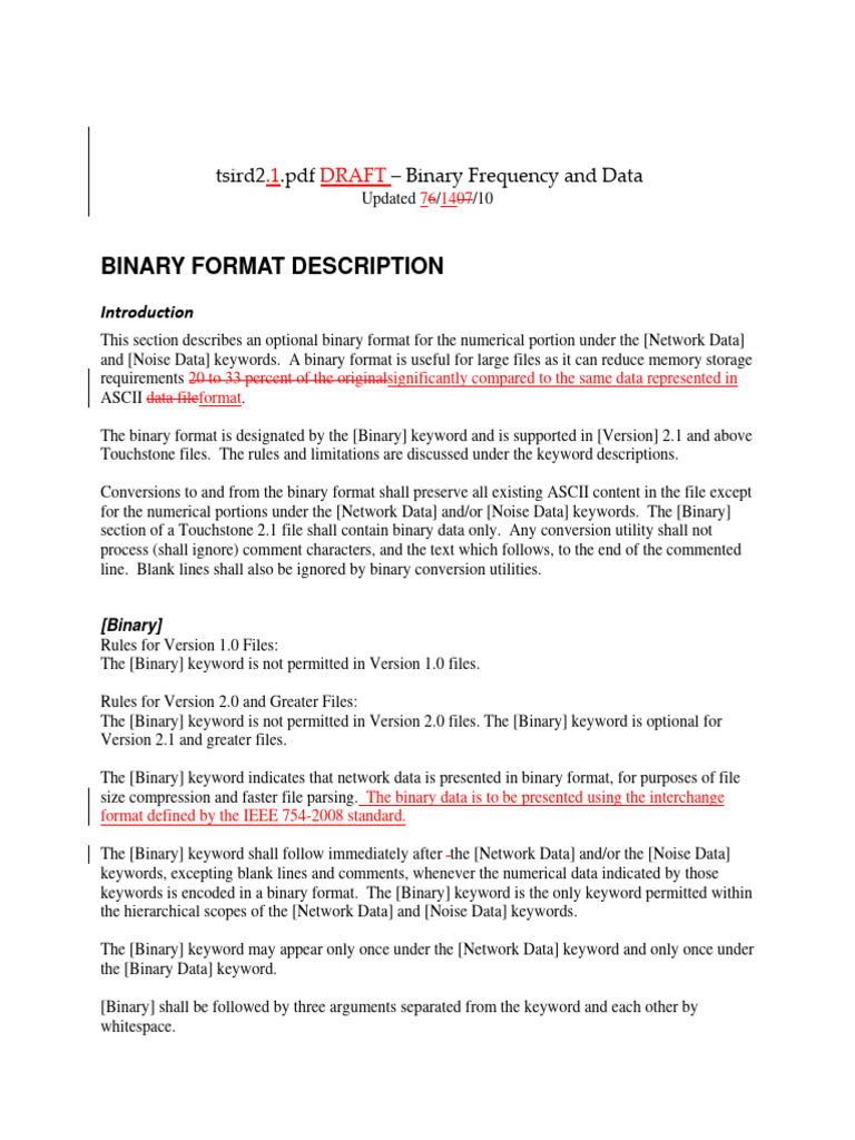 Touchstone 2.1 Binary Format Guide | PDF | File Format | Computer ...
