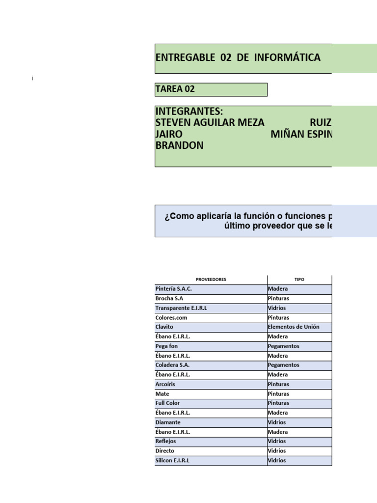 Entregable 02 Informatica | PDF | Microsoft Excel | Contabilidad