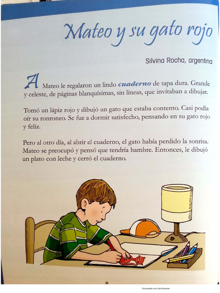 Cuento Ilustrado Mateo y Su Gato Rojo para Tarea5 | PDF