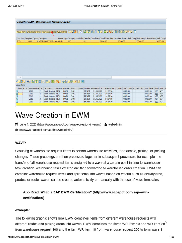 Wave Creation in EWM - SAPSPOT | PDF | Warehouse | Software