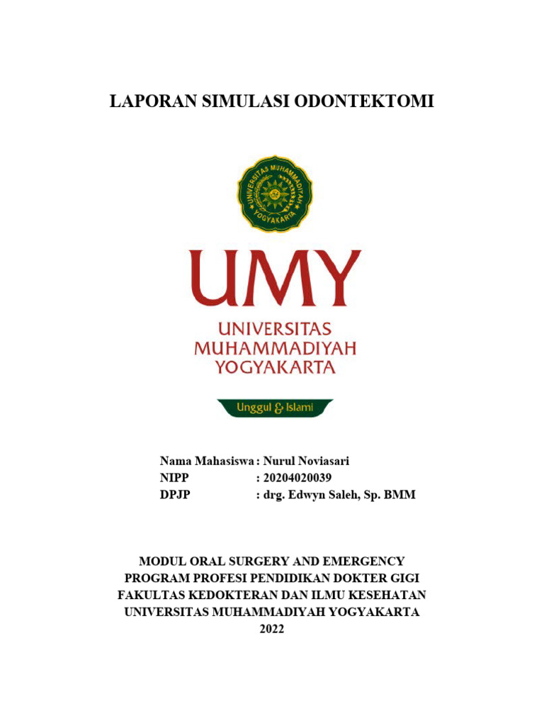 Laporan Simulasi Odontektomi_Nurul Noviasari_20204020039 | PDF