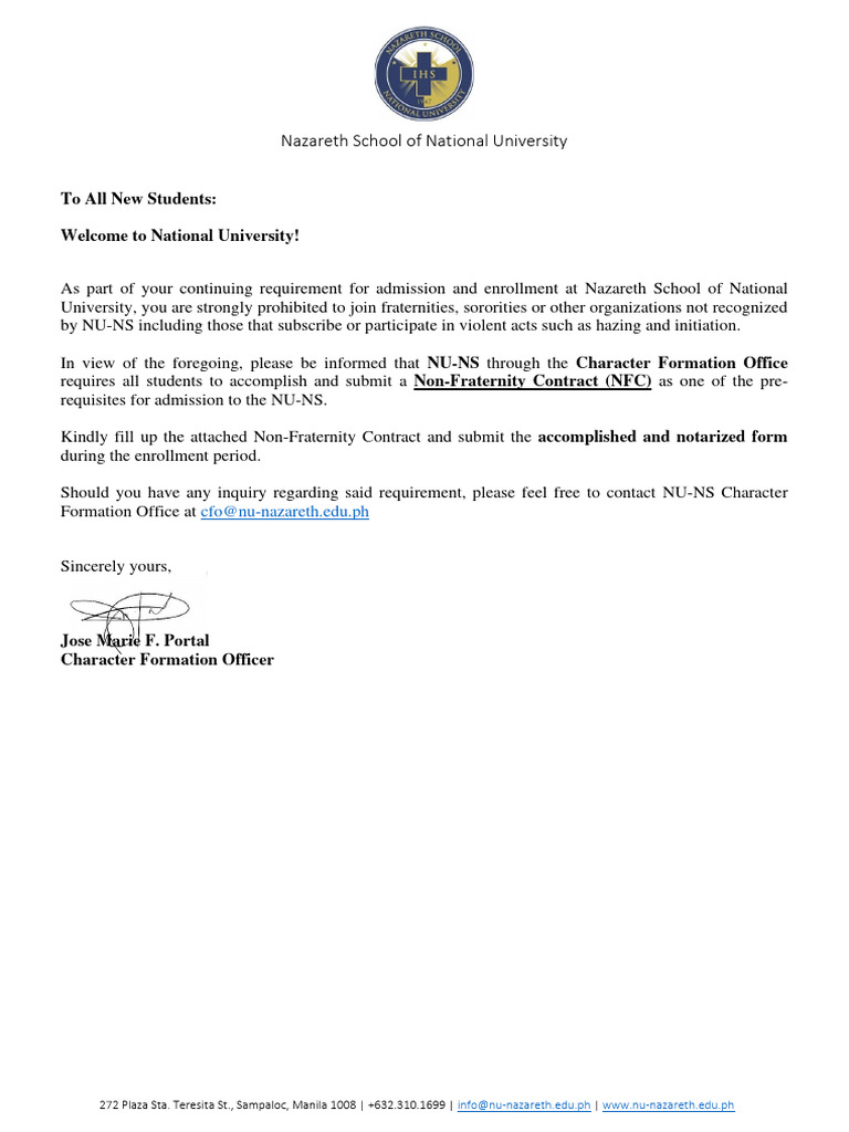 NU-NS Non-Fraternity Contract Guide | PDF | Fraternities And Sororities ...