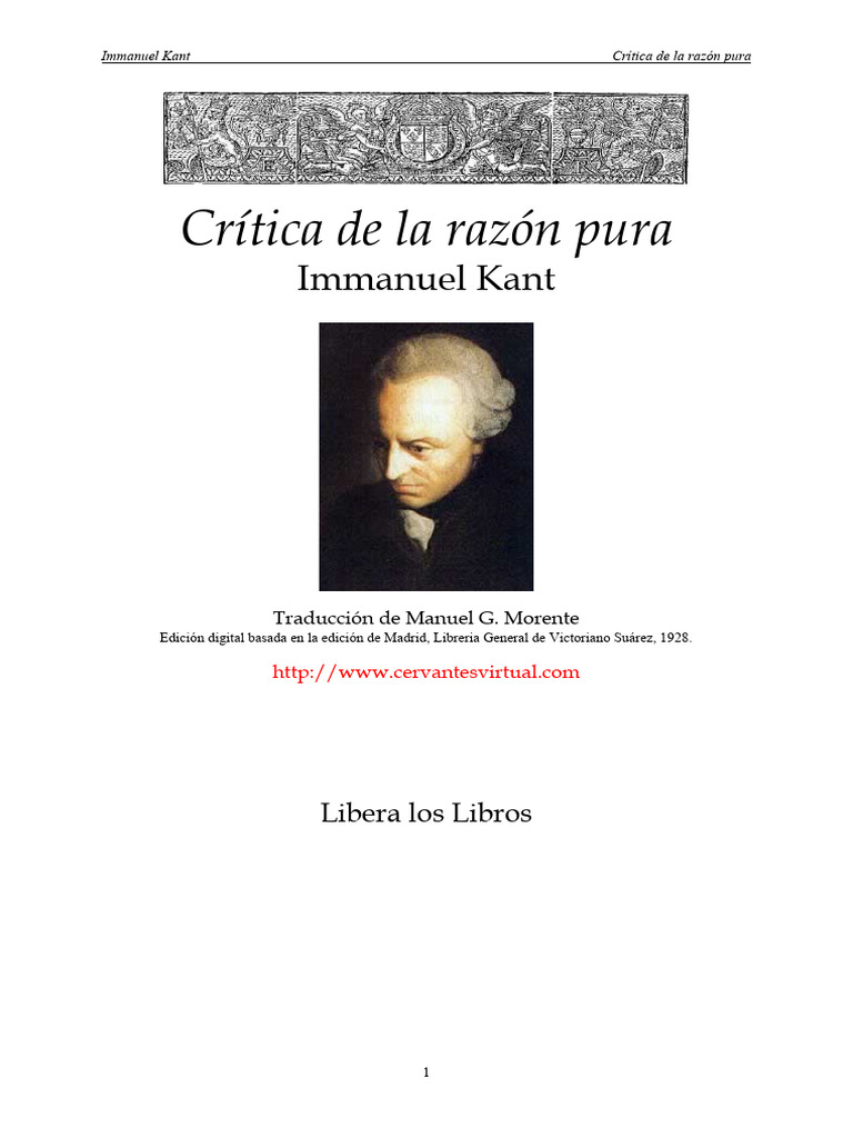 Kant, Immanuel - Crítica de La Razón Pura | PDF | Conocimiento | Razón