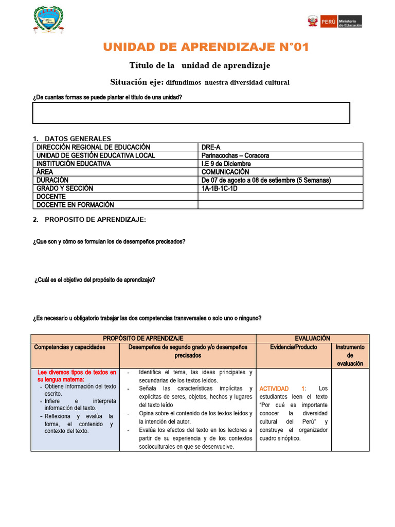 Modelo de Unidades (2) | PDF | Aprendizaje | Evaluación