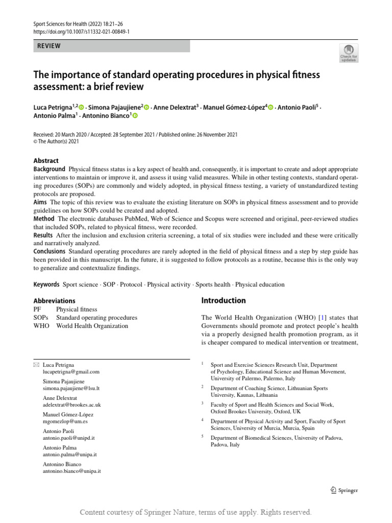 The Importance of Standard Operating Procedures in | PDF | Physical ...