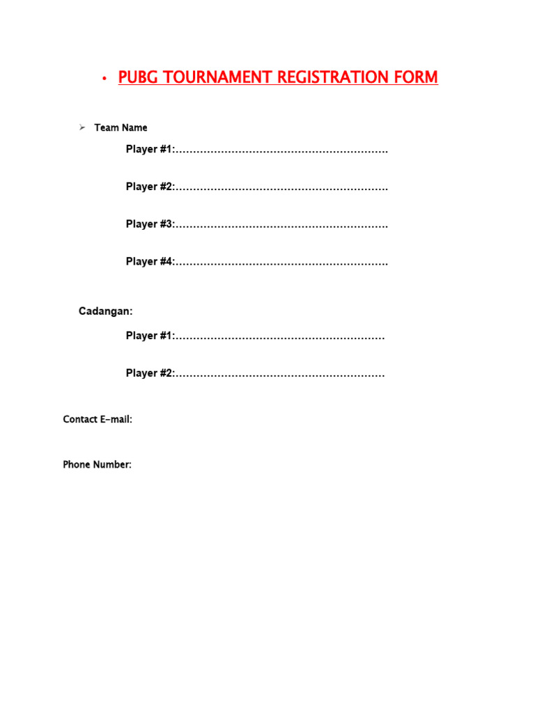 Pubg Tournament Registration Form | PDF | Career & Growth