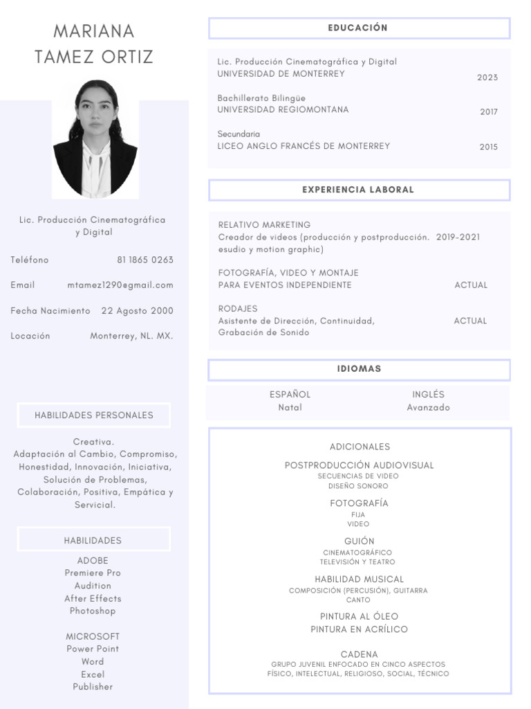 Currículum Mariana Tamez, 2023 | PDF