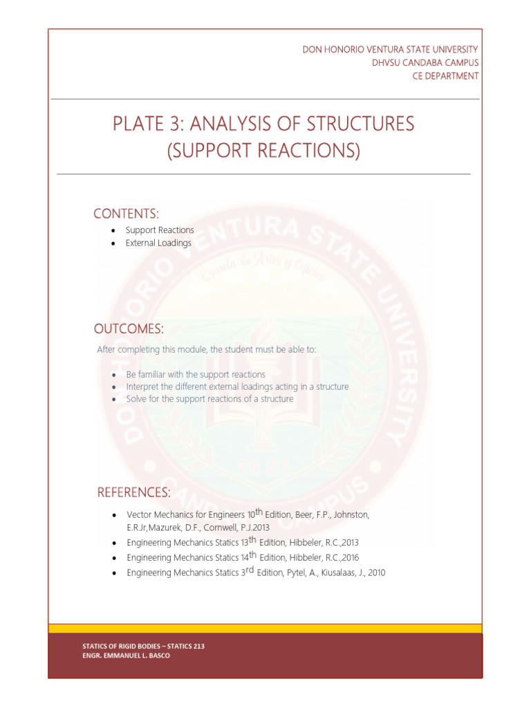 Plate 3 Analysis of Structures | PDF | Tension (Physics) | Continuum ...