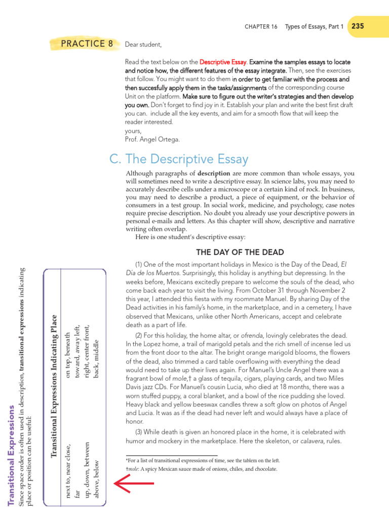 The Descriptive Essay, 7 PP., Pages From CH 16 Types of Essays ...