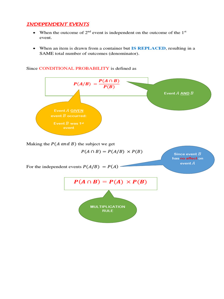 Independent vs Dependent Events in Probability | PDF | Probability ...