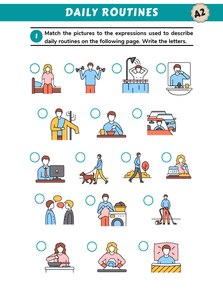 Daily Routines A2 Vocabulary Worksheet | PDF