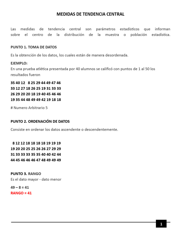 Medidas de Tendencia Central | PDF | Muestreo (Estadísticas)