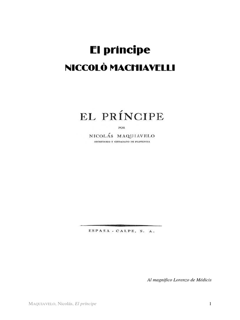 El Principe Maquiavelo Pdf El Príncipe Nicolás Maquiavelo
