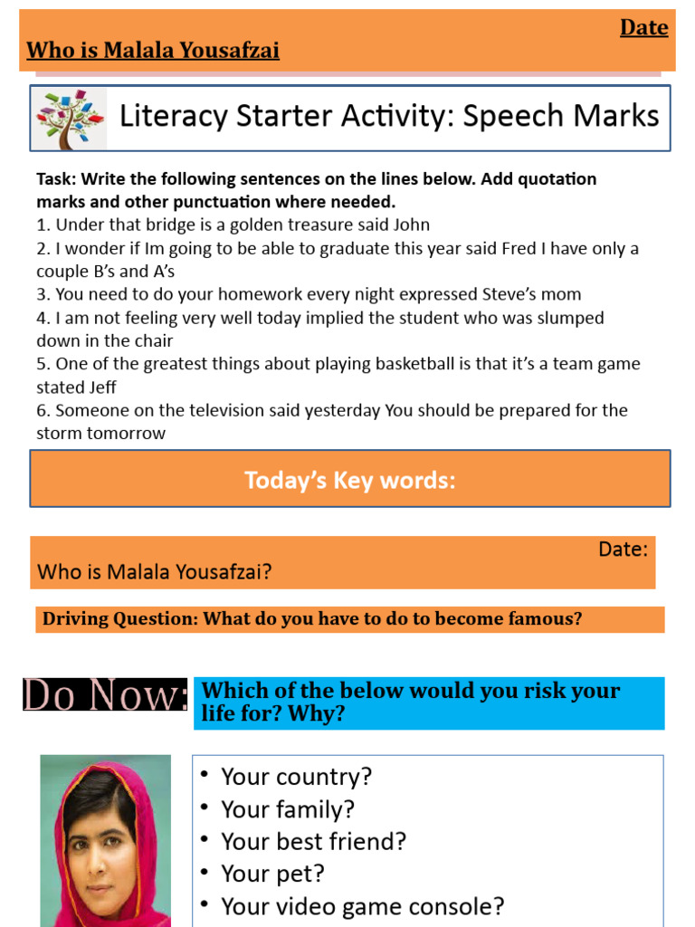 Lesson 1 - Who Is Malala | PDF | Malala Yousafzai