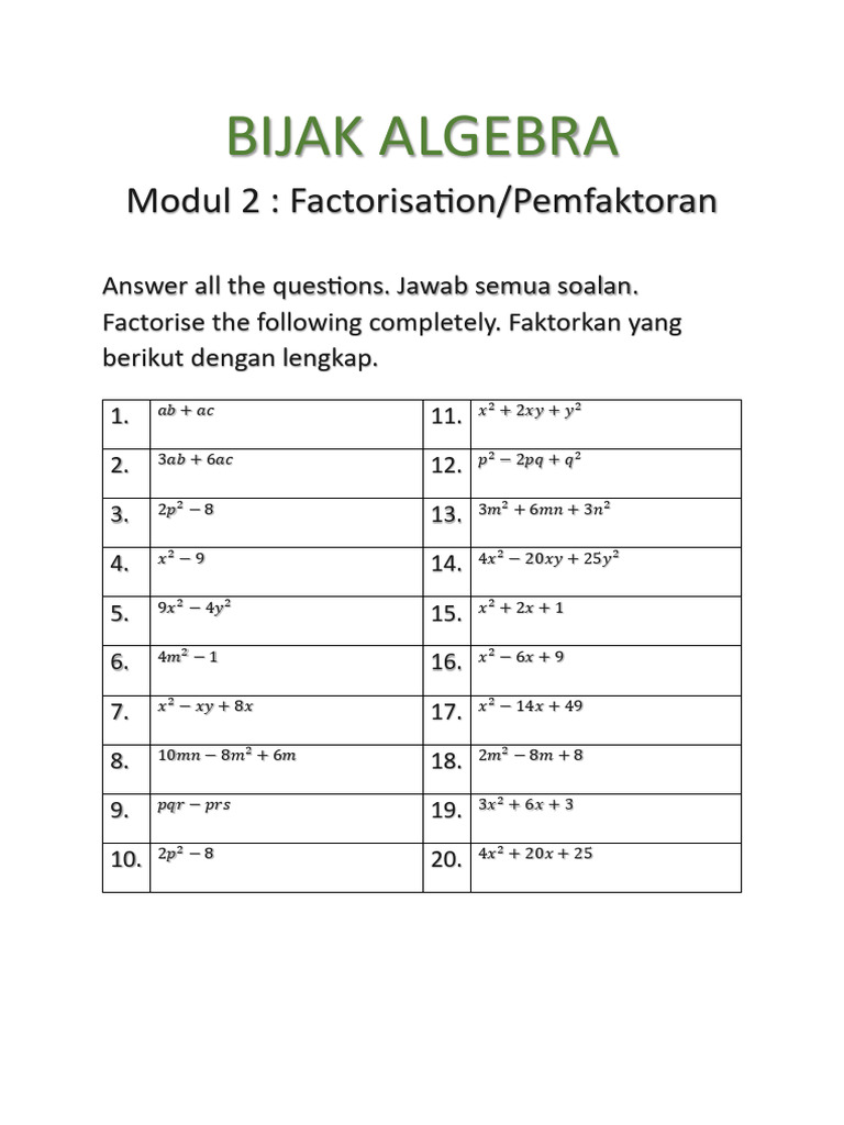 Bijak Algebra - 2a | PDF