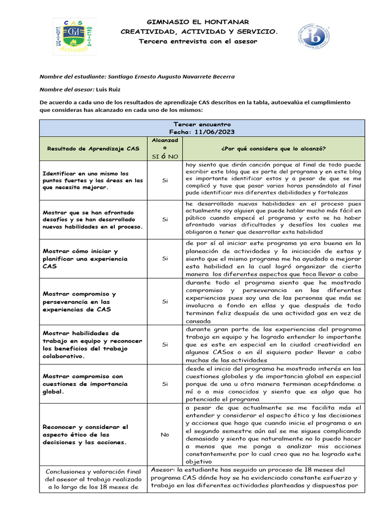 Tercera Entrevista Con El Asesor | PDF | Creatividad