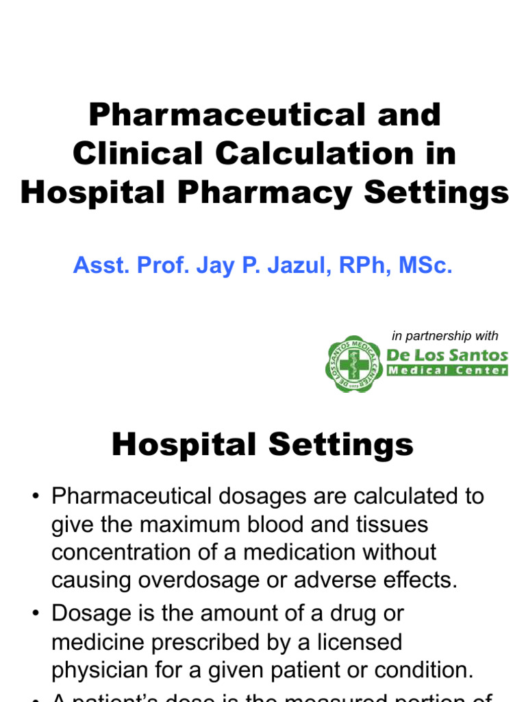 Pharmaceutical and Clinical Calculation | PDF | Dose (Biochemistry ...