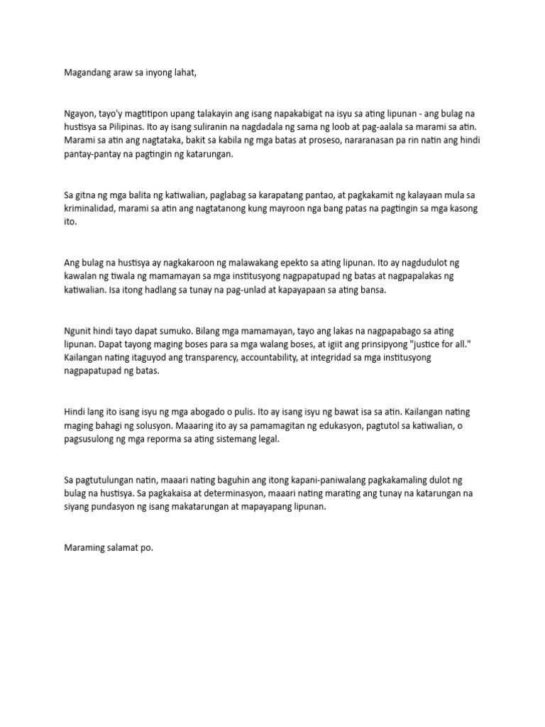 Bulag Na Hustisya Sa Pilipinas | PDF