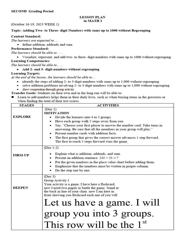 Adding 2-3 Digit Numbers Without Regrouping | PDF | Learning ...