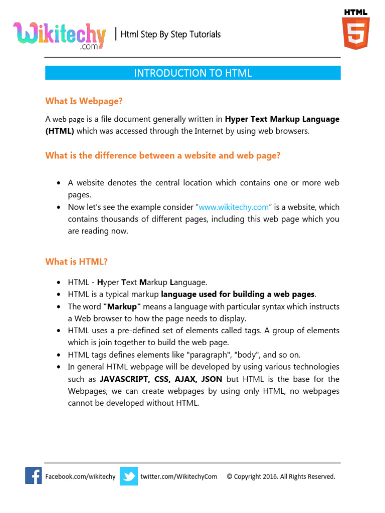 HTML Introduction | PDF