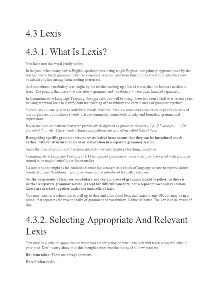 4.3 Lexis 4.3.1. What Is Lexis?: You Mind If, Etc. These Words, Chunks ...