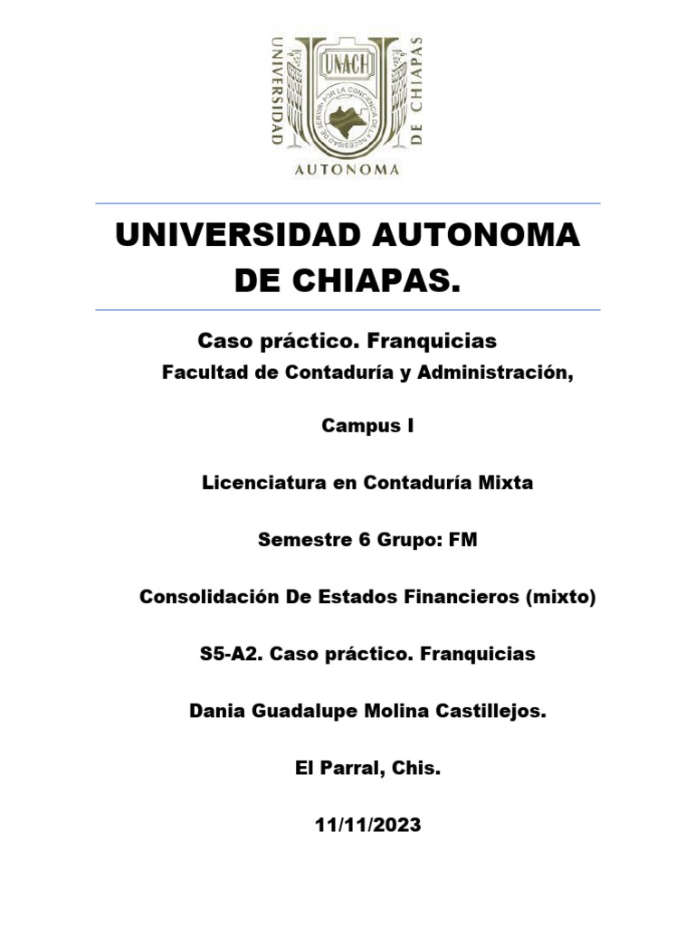molina-S5-A2. Caso Práctico. Franquicias | PDF | Negocios
