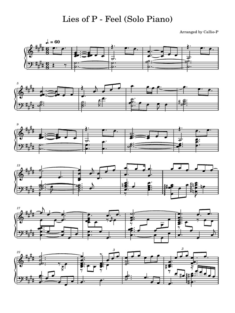 Lies of P - Feel (Solo Piano) | PDF
