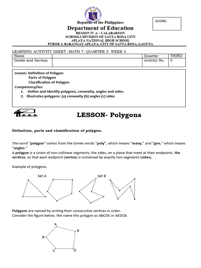 Q3-Las-Math 7-Week5 | PDF | Polygon | Euclidean Geometry
