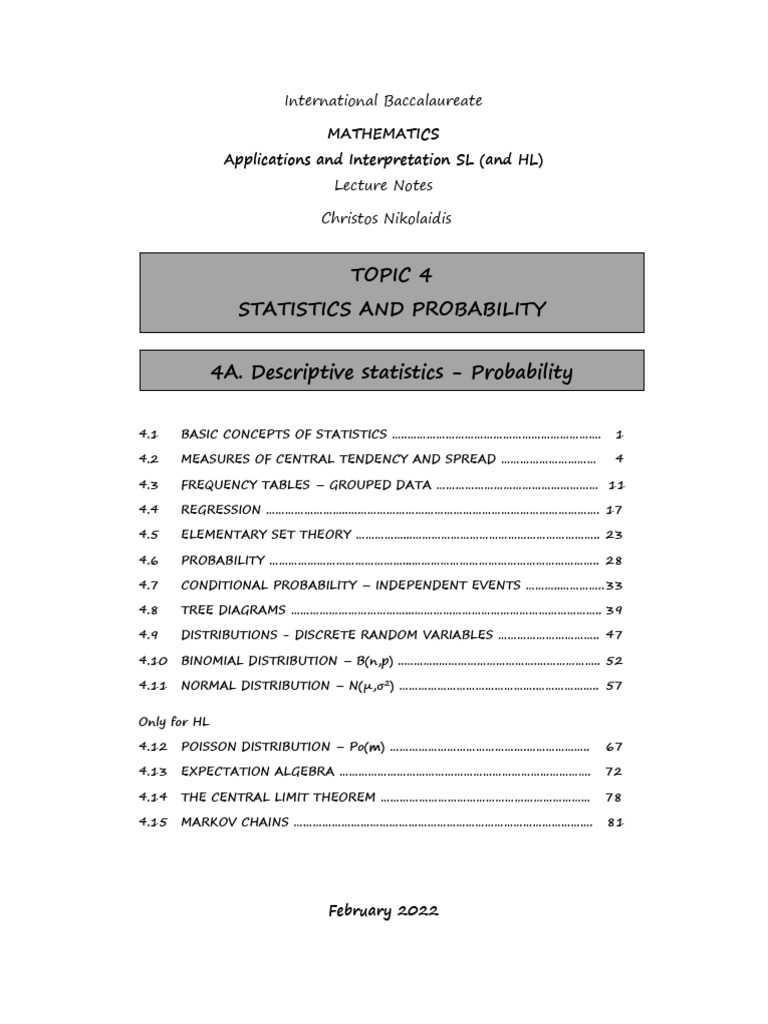 Topic 4A. Descripitve Statistics - Probability | PDF | Spearman's Rank ...